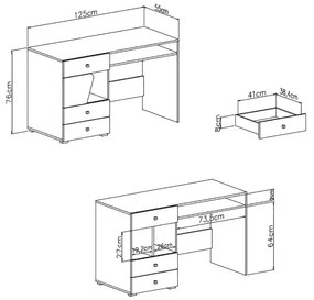 Dětský pokoj DELTA | sestava B1 | 6 dílů | dub/antracit