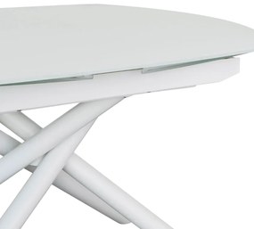 Bílý skleněný rozkládací jídelní stůl Kave Home Vashti 160/190 x 100 cm