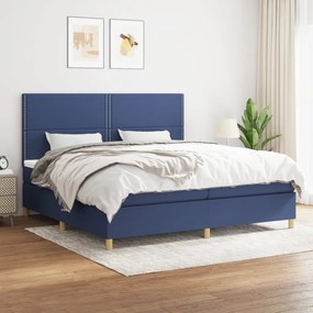 Box spring postel s matrací modrá 200x200 cm textil,  3142287