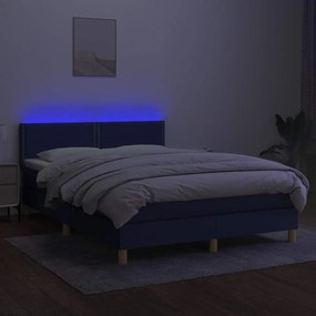Box spring postel s matrací a LED modrá 140x200 cm textil 3133643