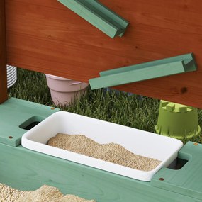AIYAPLAY Pískoviště s Krytem 116 x 112,5 cm z Impregnovaného Masivního Dřeva s Lavicemi, Pokrytí, Pískové Hračky, Pískoviště na Terasu, Balkon, Zahra…
