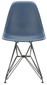 Eames Plastic Chair DSR černě lakovaná mořská modrá bílé na tvrdou podlahu Vitra
