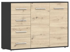 IDZ Komoda FRIDA 2D4S 01, 135 cm Dub Artisan / Černá