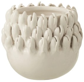 Krémový keramický obal na květináč Ibiza white - Ø 13*12cm