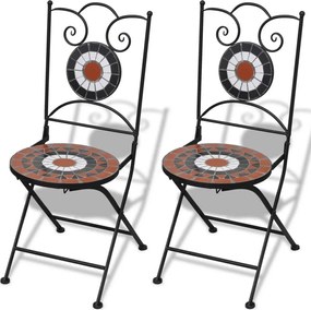vidaXL Skládací bistro židle 2 ks keramické a bílé [41535] Barva: Hnědá a bílá