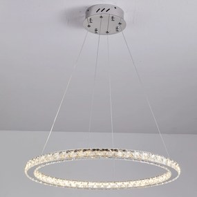 závěsné stropní svítidlo Led Lustr Dálkový Ovladač Ring 60 cm glamour křišťálová