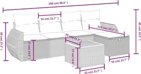 6dílná zahradní sedací souprava s poduškami černá polyratan 3265052