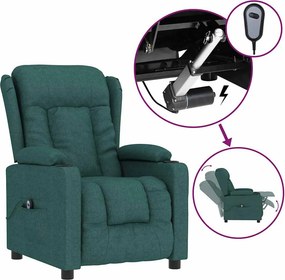 Elektrické polohovací křeslo tmavě zelené textil 3098783