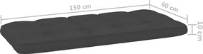 Zahradní lavice antracitové podušky 179cm impregnovaná borovice 3065756