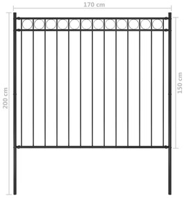 vidaXL Marketos Zahradní plot Assen ocelový 1,7 x 1,5 m černý