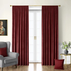 Závěs Velvet, Velur, S Páskou 140 š x 235 v, Zatemňovací 70% Červená