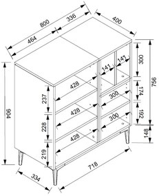 Skříňka 2-dveřová Nola, dub artisan/černá