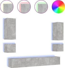 vidaXL 6dílná obývací stěna s LED osvětlením [3216891] Barva: Betonová šedá