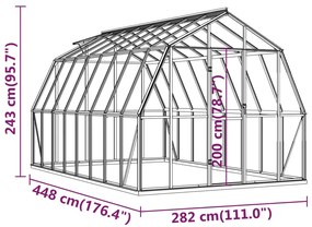 vidaXL Skleník s podkladovým rámem antracitový 12,63 m² hliník