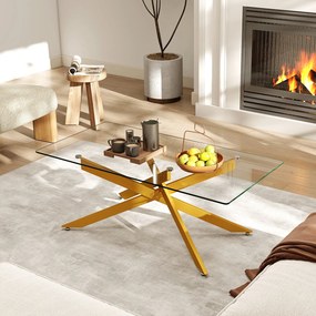 Costway Konferenční stolek z tvrzeného skla Obdélníkový – – 120 × 60 × 45,5 cm