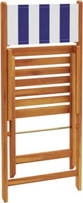 3dílný bistro set modrý a bílý textil a masivní dřevo 3281873