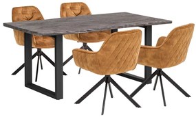 furniture-nabytek.cz - Masivní jídelní sestava Bullwer se 4 židlemi Carlton z akácie, lakovaná, kari / černá