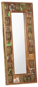 vidaXL Zrcadlo s reliéfy Buddhy 50x110 cm masivní recyklované dřevo