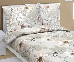 Bellatex Flanelové povlečení 140x220 cm, 70x90 cm Ibišek Béžová,Oranžová