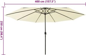 Zahradní slunečník s LED osvětlením 400 cm pískový 312530