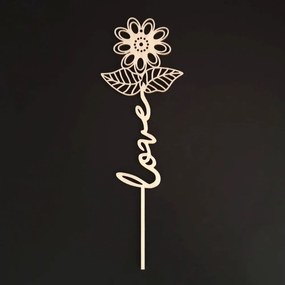 AMADEA Dřevěný zápich květina - Love, délka 28 cm