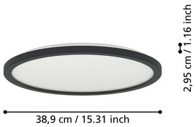 Eglo 901454-LED St. koupel. svítidlo ROVITO-R 18,5W/230V pr.38,9cm IP44 černá+DO