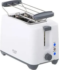 Adler AD 3216 bílá / Toaster / 750W / 2 toasty / tlačítko STOP