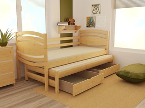 Vomaks Dětská postel s výsuvnou přistýlkou DPV 027 80 x 200 cm bezbarvý lak