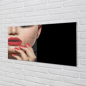 akrylový obraz Žena červené rty a nehty 100x50 cm