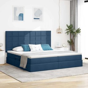 Postel s úložným prostorem a matrací Modrá 200 x 200 cm textil 3371807