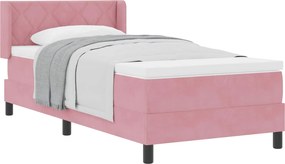 Postel s boxspringem s čelo Růžová 200 x 100 cm samet 3341515