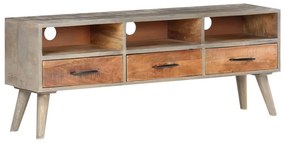 TV stolek šedý 130 x 35 x 51 cm masivní hrubý mangovník 321805