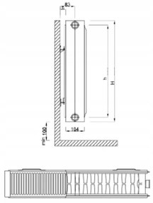 Invena Prov K22, panelový ocelový radiátor 300x1000 mm s příslušenstvím 923W a bočním připojením, bílá, INV-UG-91-310-REP