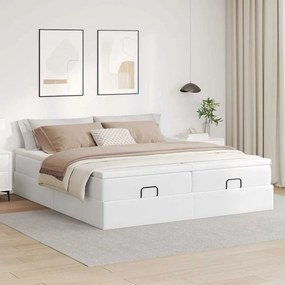Osmanský rám postele s matrací bílý 160x200cm umělá kůže 3311220