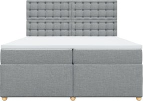 Box spring postel s matrací světle šedá 200 x 200 cm textil 3293701