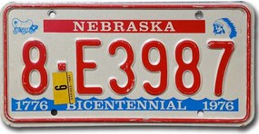 Americká SPZ Nebraska Bicentennial 8-E3987
