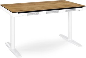 Elektrický psací stůl sit-stand se zásuvkou a bezdrátovou nabíječkou Qi bílý/zlatý dub, 1200 mm: ELLIS