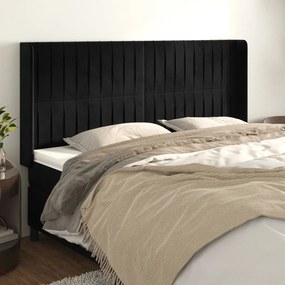 Čelo postele typu ušák černé 183x16x118/128 cm samet 3119880