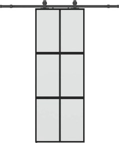 Posuvné dveře se sadou kování černé 76x205 cm Tvrzené sklo 3375820