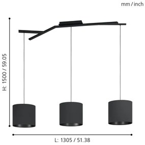 Eglo 39886 - Lustr na lanku BALNARIO 3xE27/40W/230V