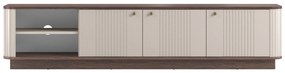TV stolek Vesper 3D 187 cm - kašmír / ořech / zlaté úchyty