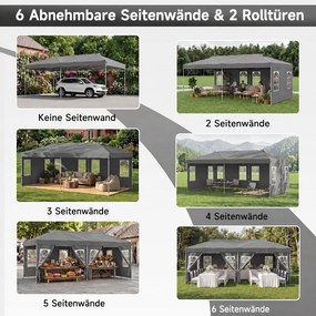 Costway Pavilon výškově nastavitelný párty stan s 6 bočními stěnami a černými