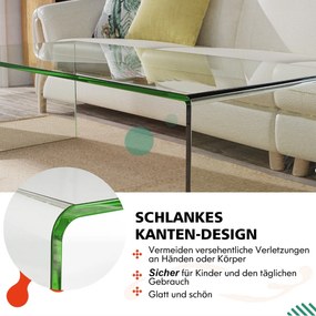 Costway Konferenční stolek skleněný ve tvaru U z tvrzeného – 108 × 50 × 35 cm