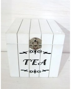 Dřevěná bílá krabička na čaj UV0023