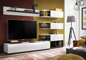 Casarredo - Komfort nábytek Obývací stěna, sestava SILK s LED osvětlením, bílá/perla elm