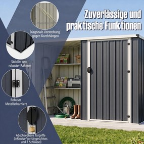 Costway Zahradní kůlna z kovové kůlny na nářadí s uzamykatelnými dveřmi