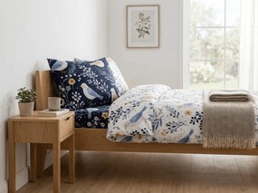Povlak na polštář z mikrovlákna DENIM BIRDS 50x70 cm, modrý
