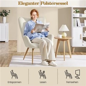 Křeslo Yaheetech – béžová, 100% polyester (267515611652)