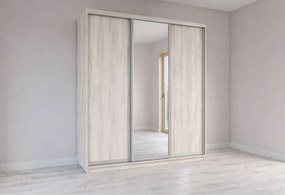 Skříň s posuvnými dveřmi 2000x2200x600 2LTD 1 Zrcadlo Artwood světlý, profil stříbrný