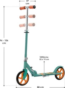 Dětská koloběžka s velkými koly a popruhem, Dino - mint